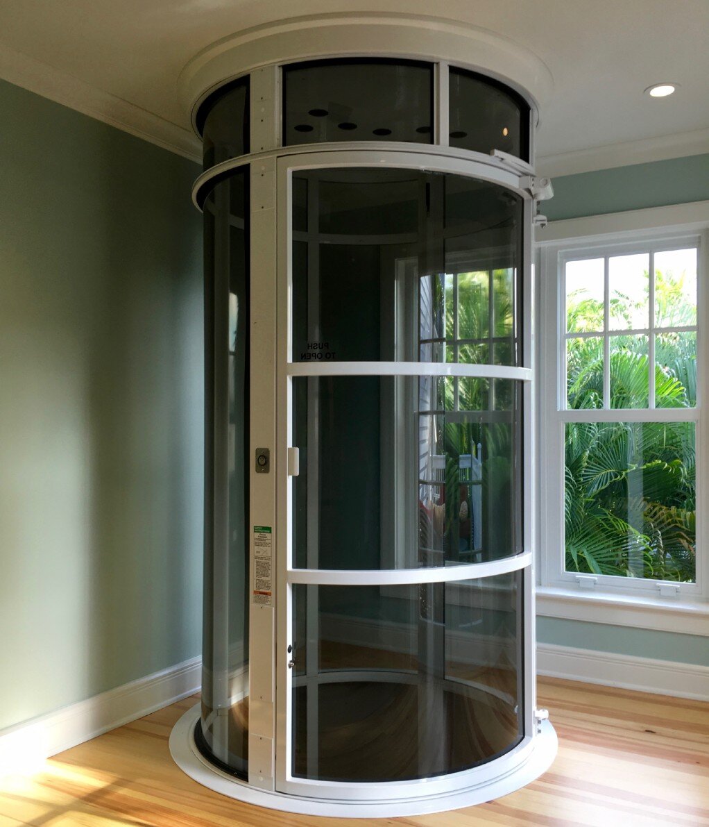Circular Home Lift Elevators Powered By Air! - Home Elevators of Canada For Residential Applications